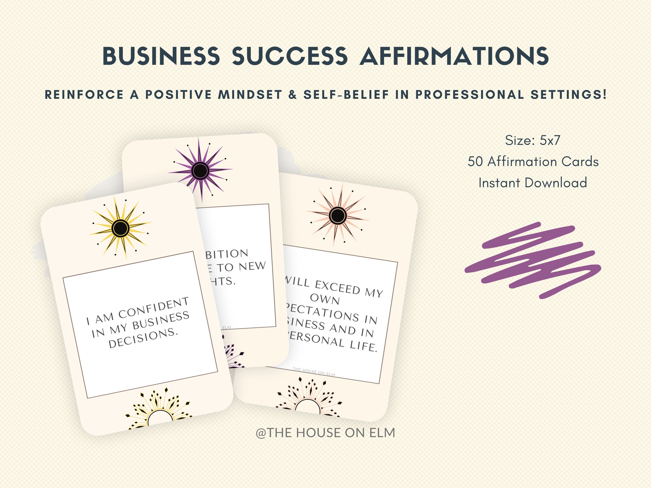 Business Success Affirmation Cards - 50-card Pack, Printable 5x7 ...