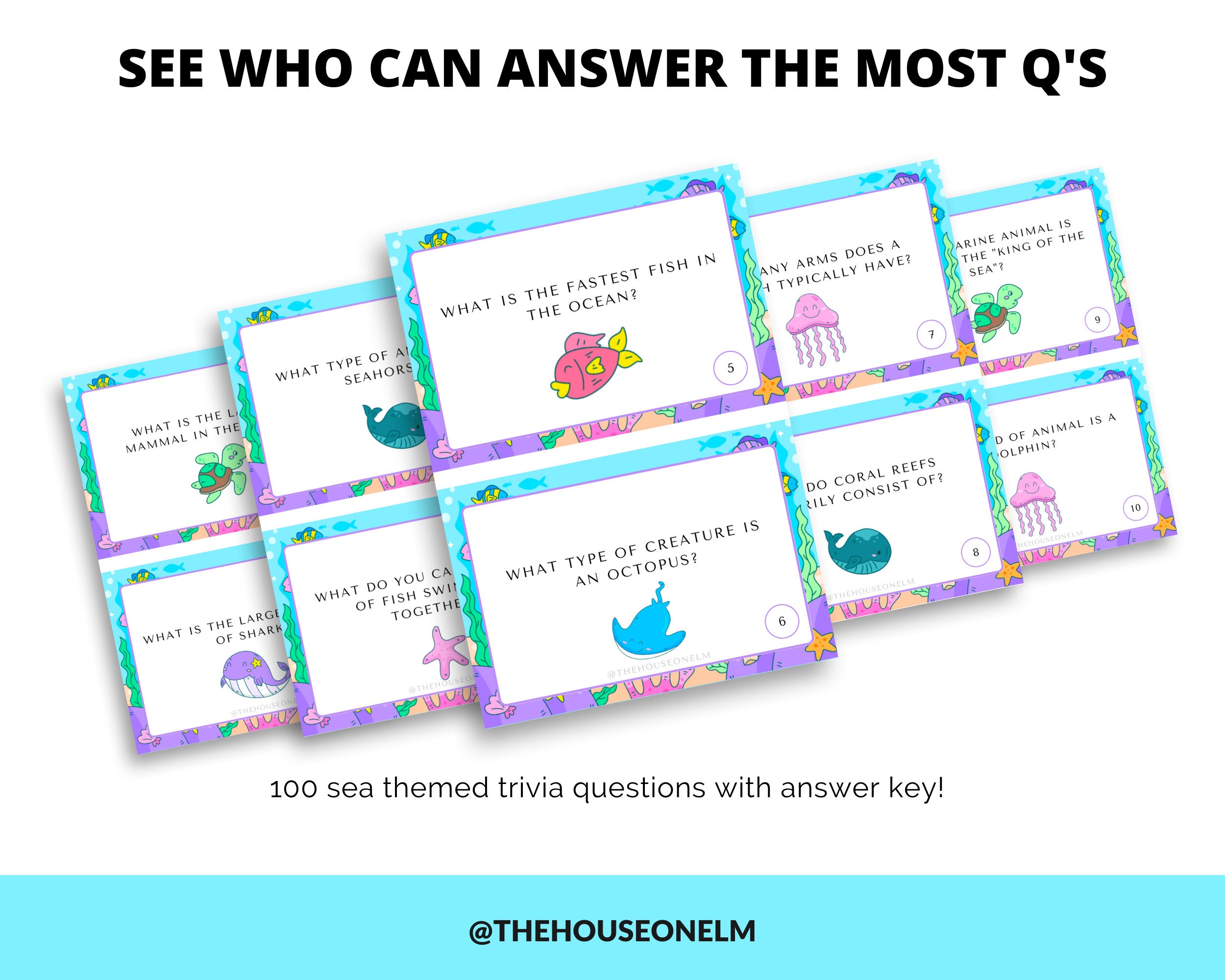 Under the Sea Trivia Cards | Ocean Learning Game (PDF) - Etsy