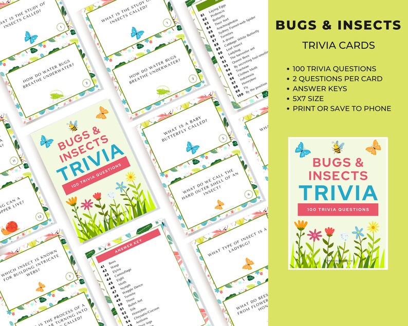 Bugs and Insects Trivia Cards | Homeschool Activity, Learning Games ...