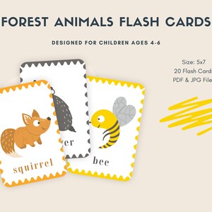 Forest Friends Adventure - 20 Printable 5x7 Flashcards for Kids Ages 4 ...