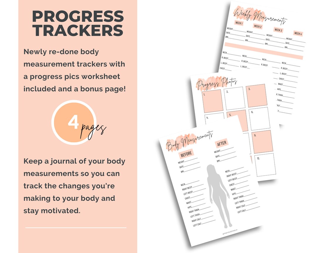 Progress Photos, Body Measurement Planner, Fitness Goals, Health ...
