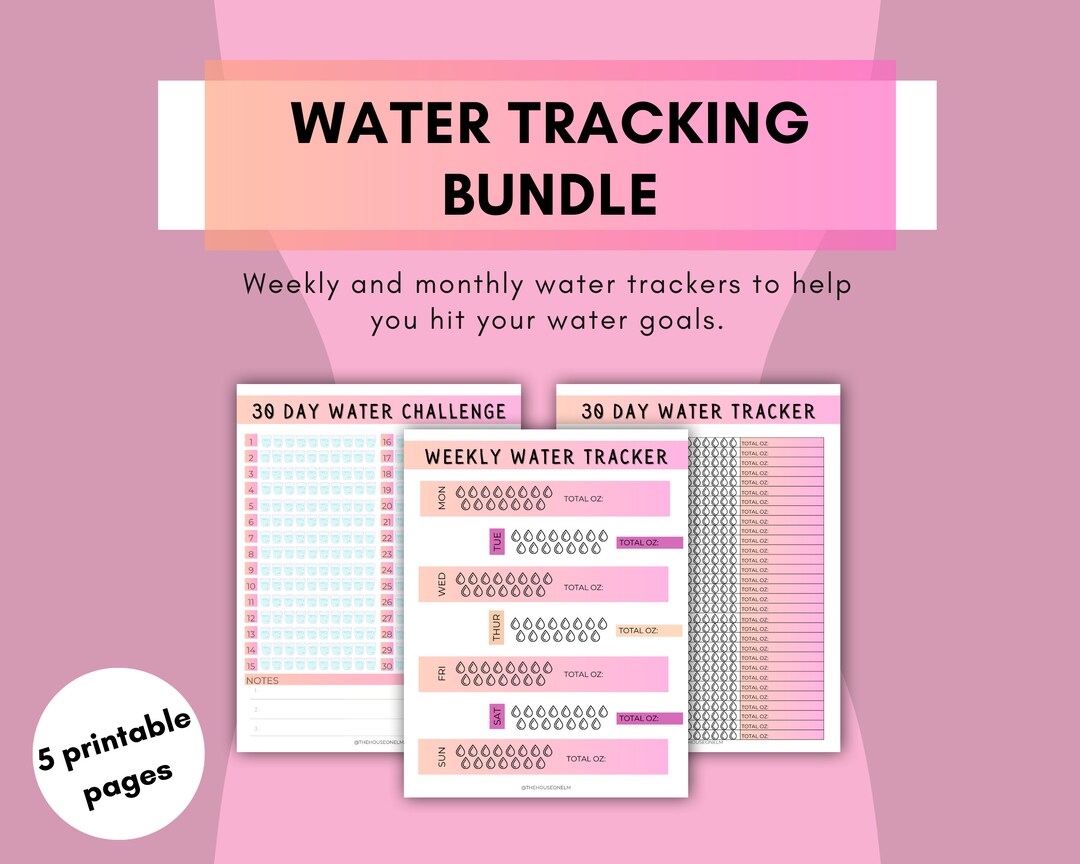 Water Trackers, H2O Tracking Sheets, Progress Log, Fitness Goals ...