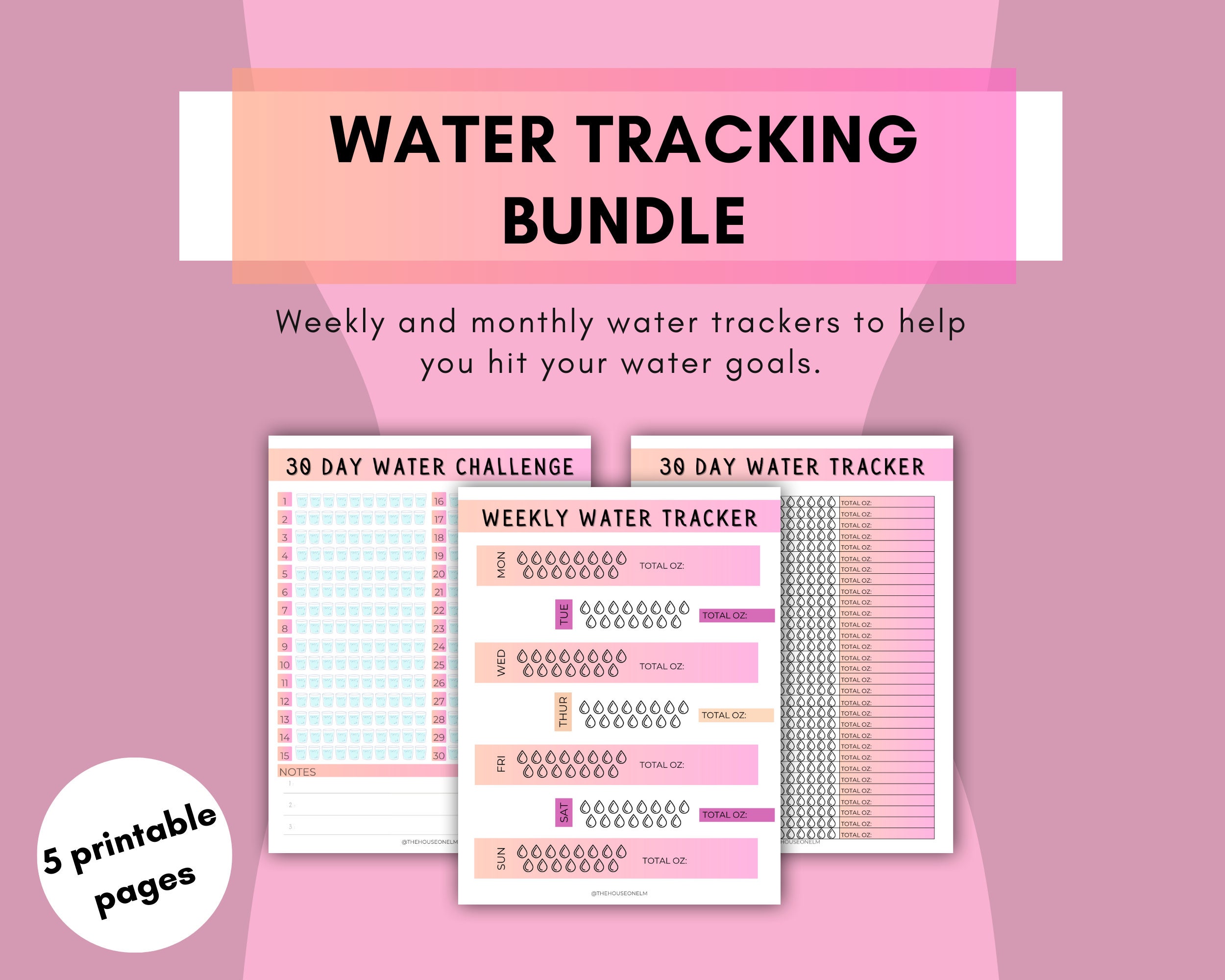 Water Trackers, H2O Tracking Sheets, Progress Log, Fitness Goals ...