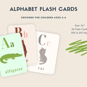 Printable Alphabet Flashcards for Preschoolers - 26 Digital, Colorful ...
