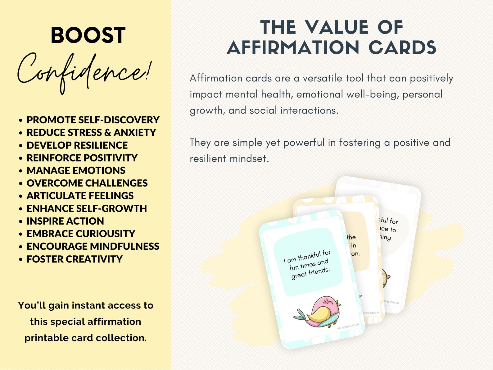 Kids' Gratitude & Positivity Affirmation Cards - 50-card Pack ...