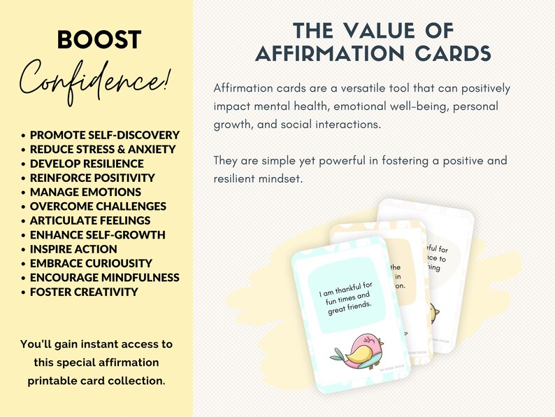 Kids' Gratitude & Positivity Affirmation Cards - 50-card Pack ...