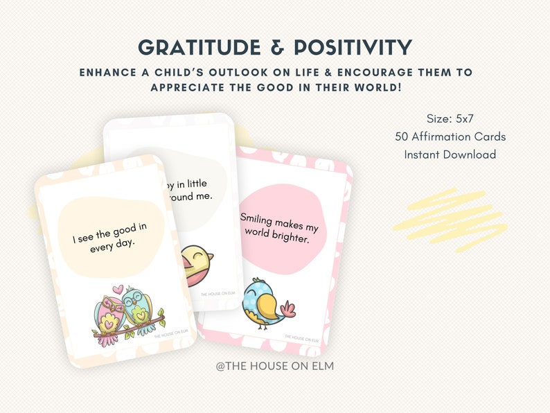 Kids' Gratitude & Positivity Affirmation Cards - 50-card Pack ...