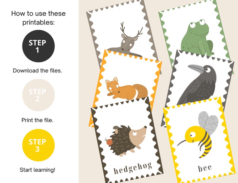Forest Friends Adventure - 20 Printable 5x7 Flashcards for Kids Ages 4 ...