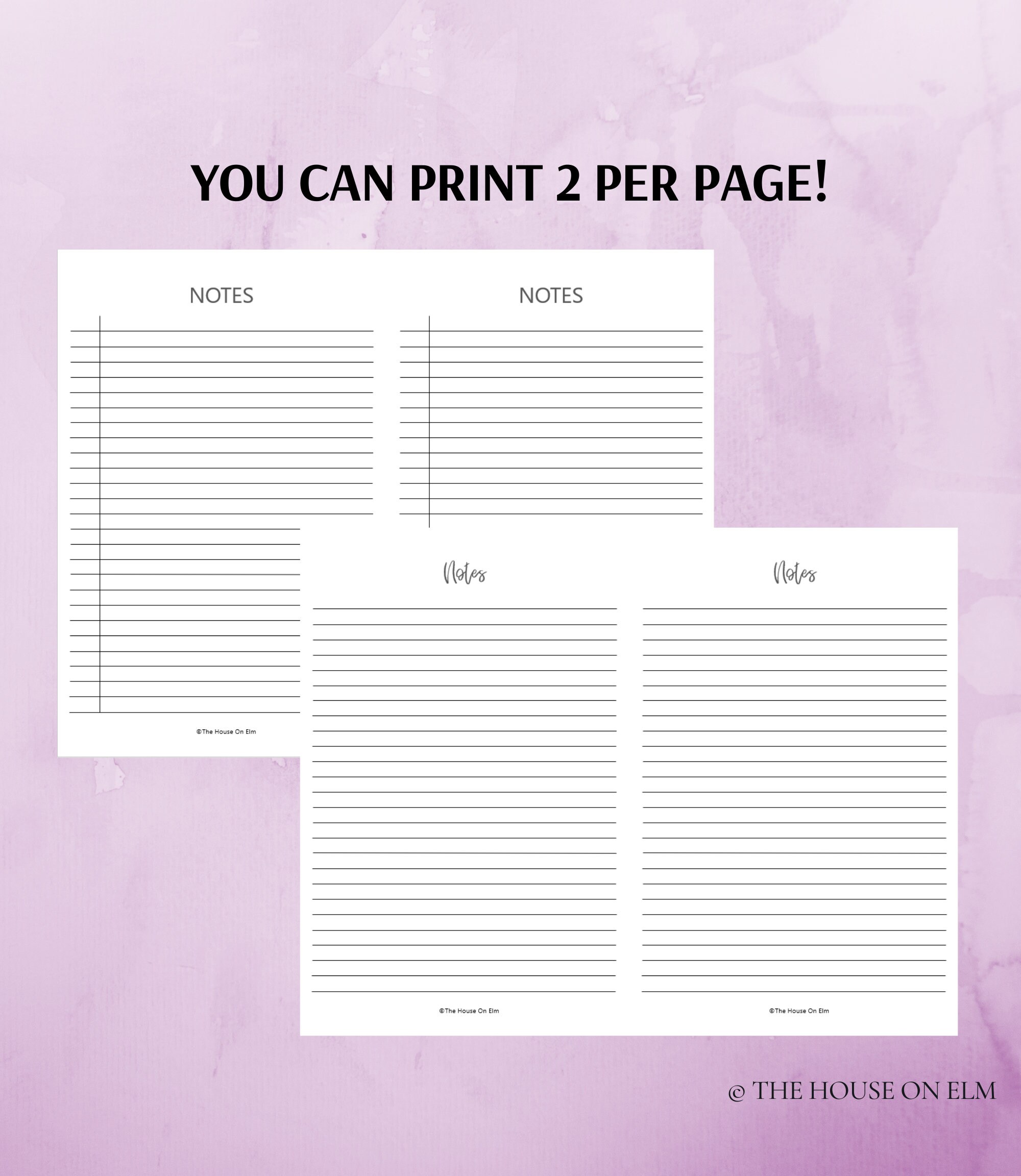 Blank Note Pages, Lined Sheets, Printable Notebook Pages, Letter, Half ...