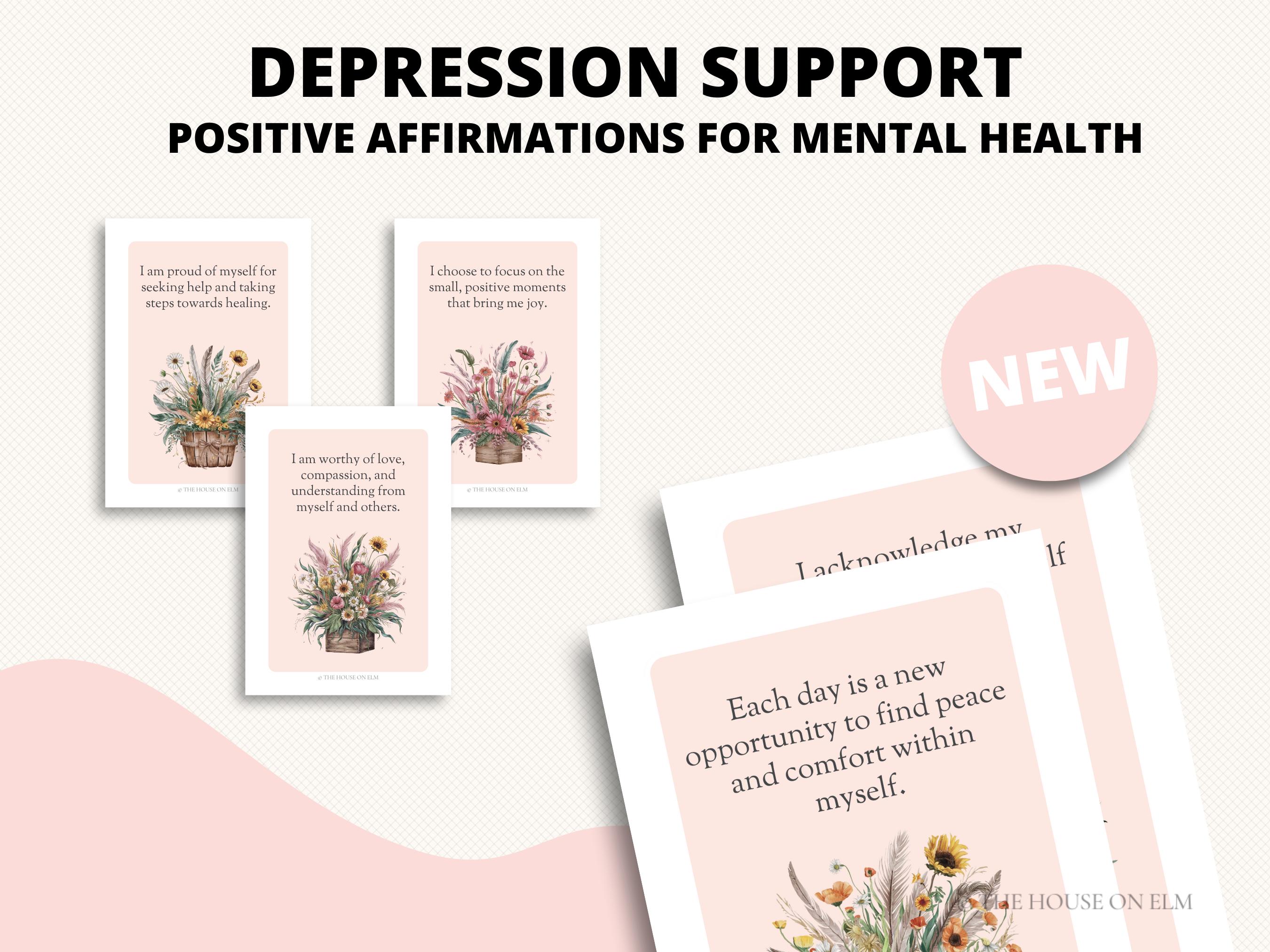 40 Depression Support Affirmation Cards | Digital Download | Positive ...