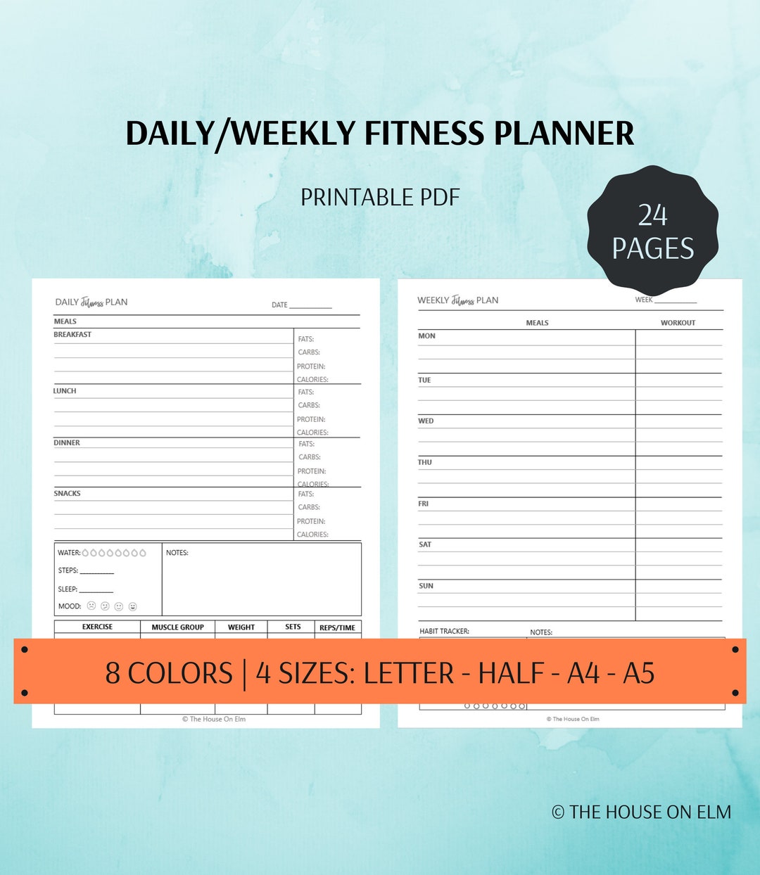 Daily Fitness Planner, Weekly Tracker, Printable Workout Plan, Weight ...