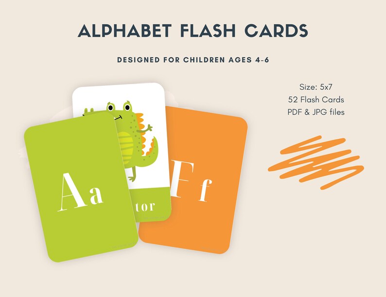 Printable Alphabet Flashcards for Preschoolers 52 Digital, Colorful ...