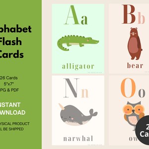 Printable Alphabet Flashcards for Preschoolers - 26 Digital, Colorful ...