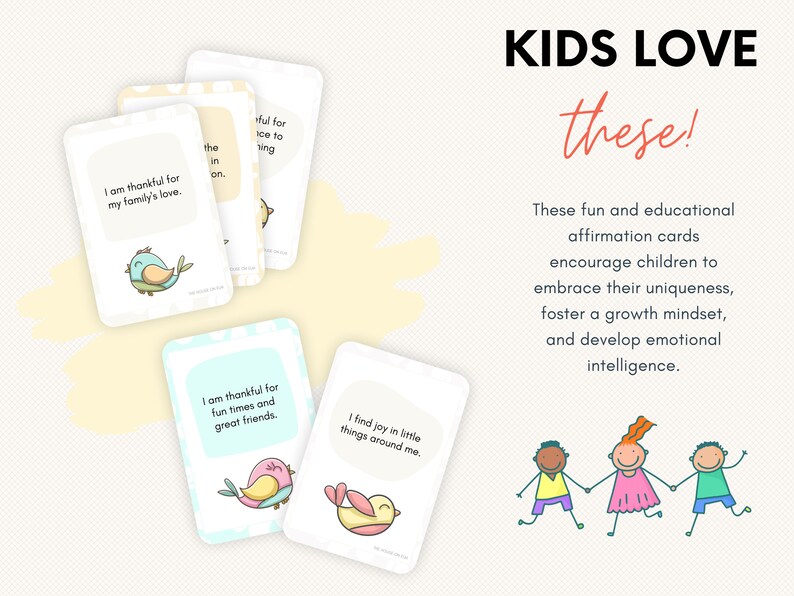 Kids' Gratitude & Positivity Affirmation Cards - 50-card Pack ...
