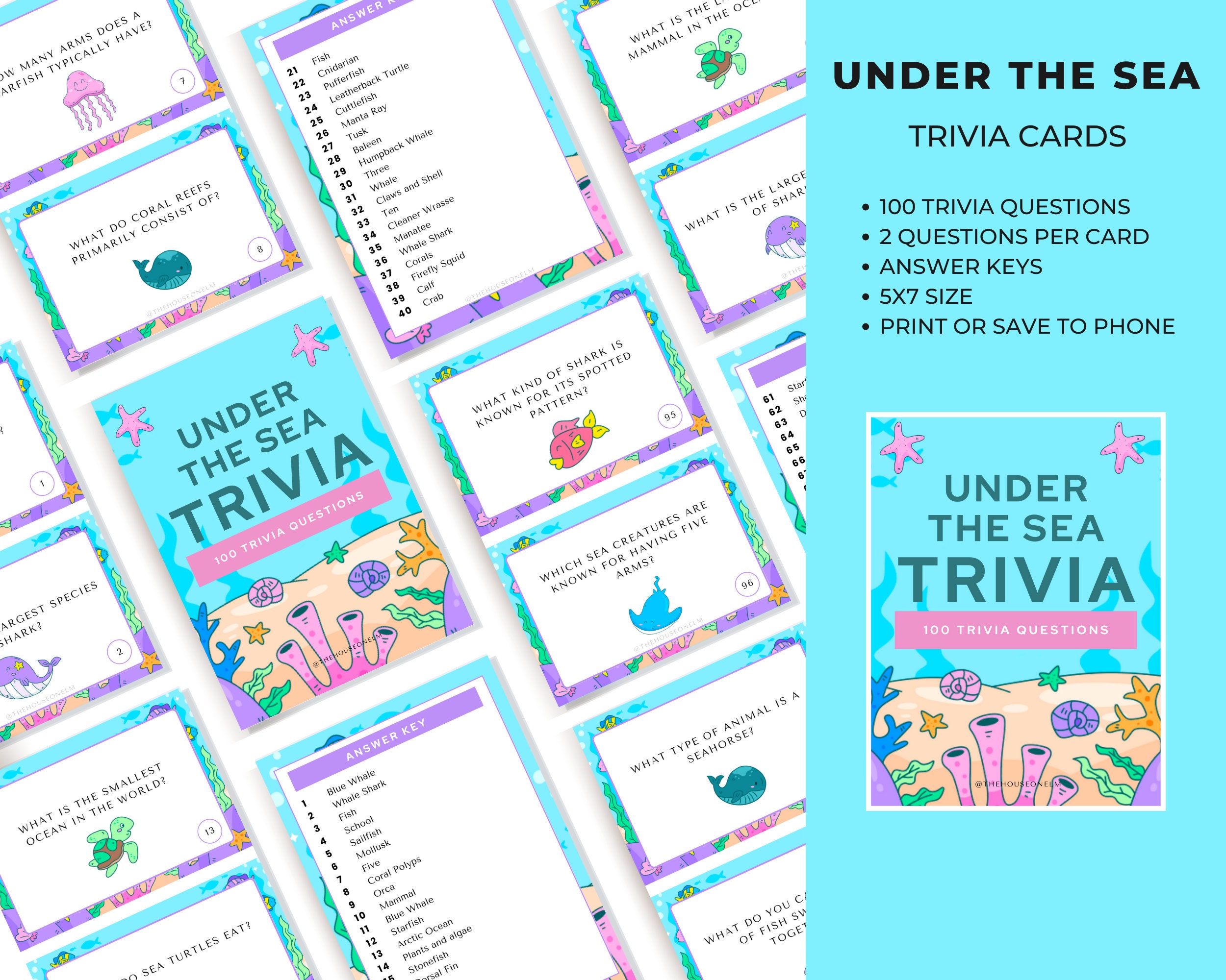 Under the Sea Trivia Cards | Ocean Learning Game (PDF) - Etsy