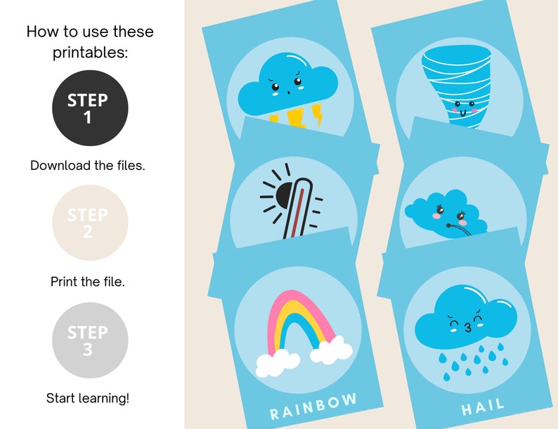 Weather Wonders - 12 Educational 5x7 Flashcards for Preschoolers - Etsy