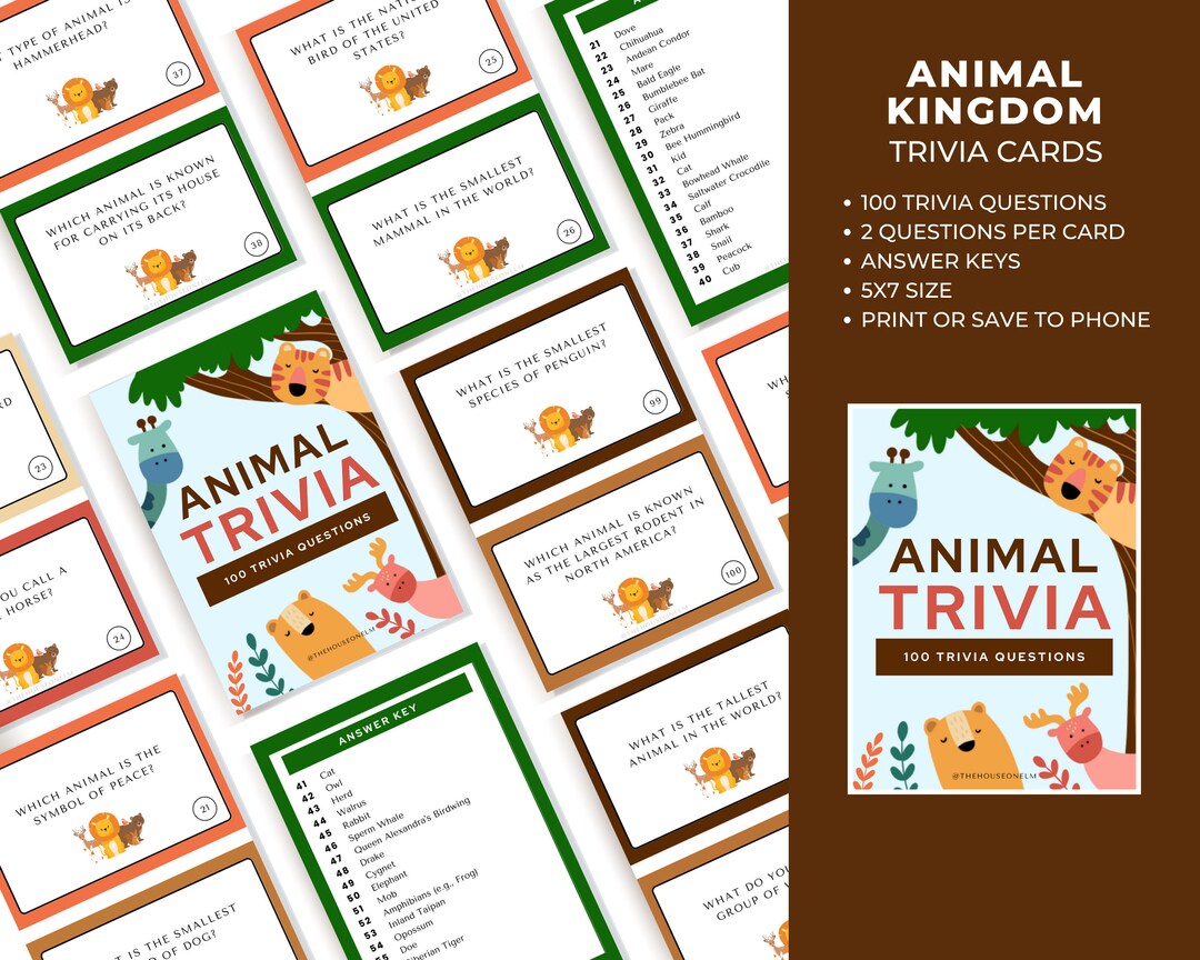 Animal Kingdom Trivia Cards | Homeschool Activity, Learning Games ...