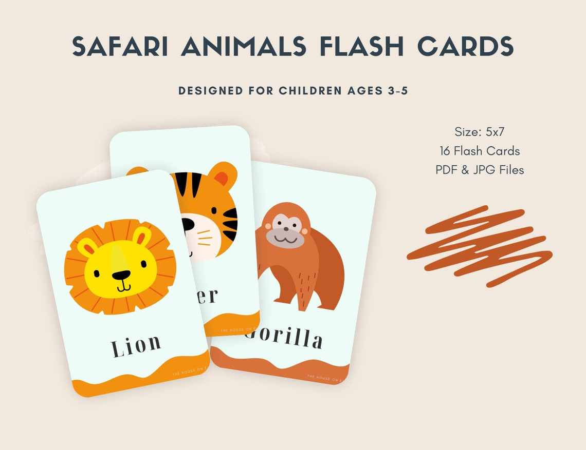 Safari Adventure - 16 Engaging 5x7 Flashcards for Children Ages 3-5 - Etsy