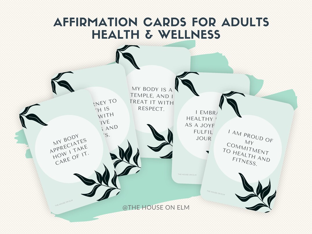 Health & Wellness Affirmation Cards - 50-card Pack, Printable 5x7 ...