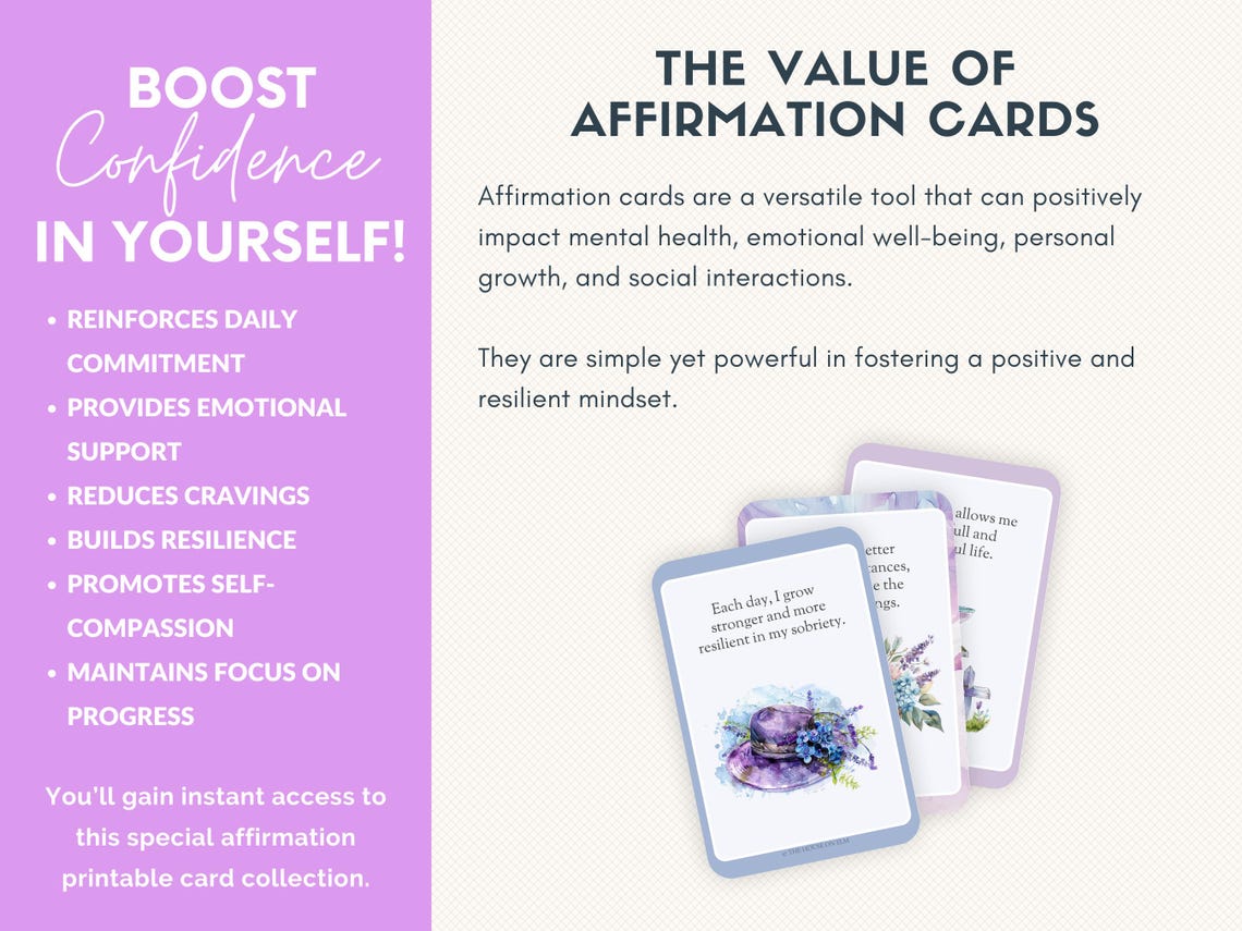 25 Sobriety & Recovery Affirmation Cards | Support Your Journey to ...