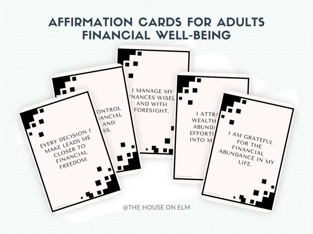 Financial Well-being Affirmation Cards - 50-card Pack, Printable 5x7 ...