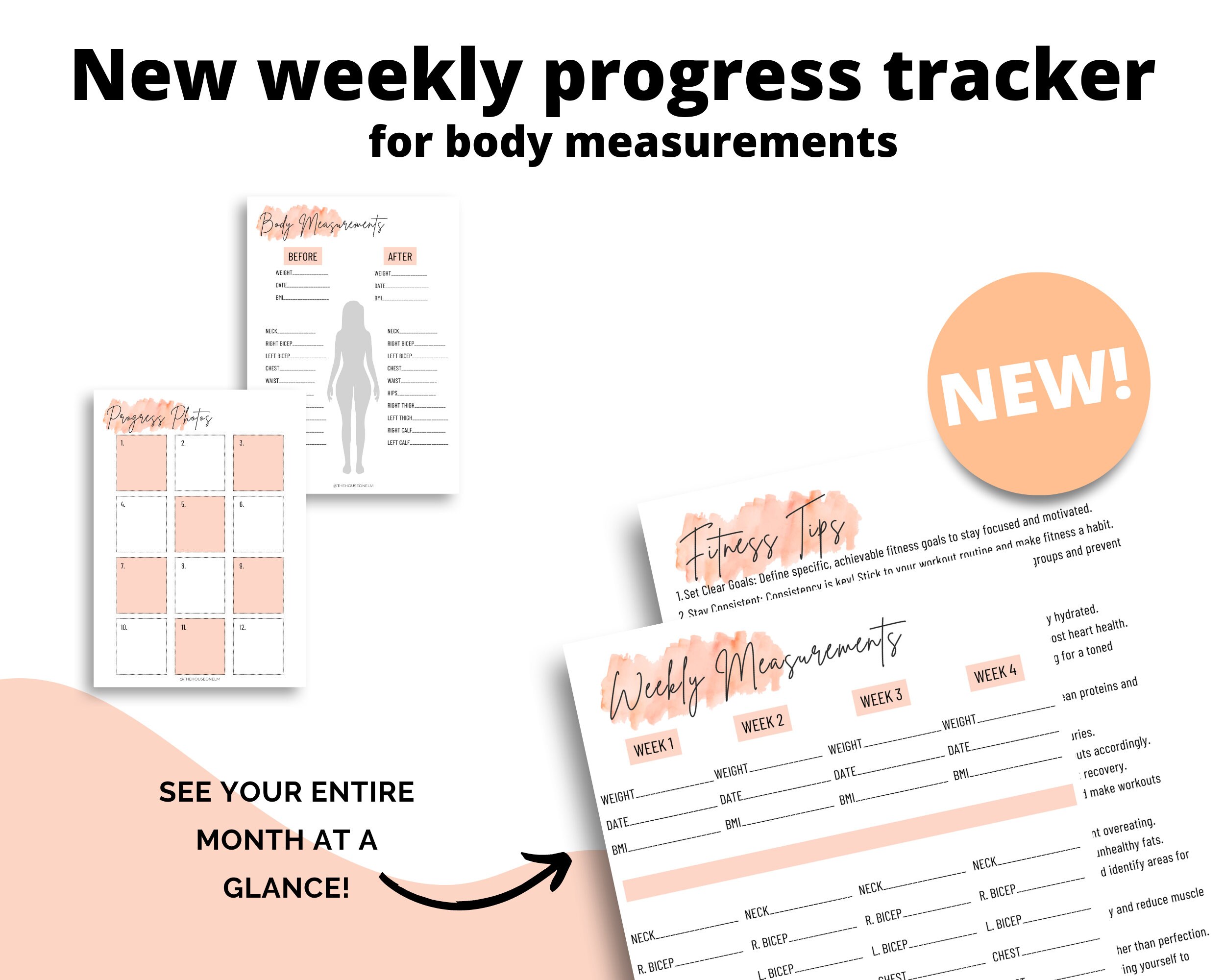 Progress Photos Body Measurement Planner Fitness Goals - Etsy