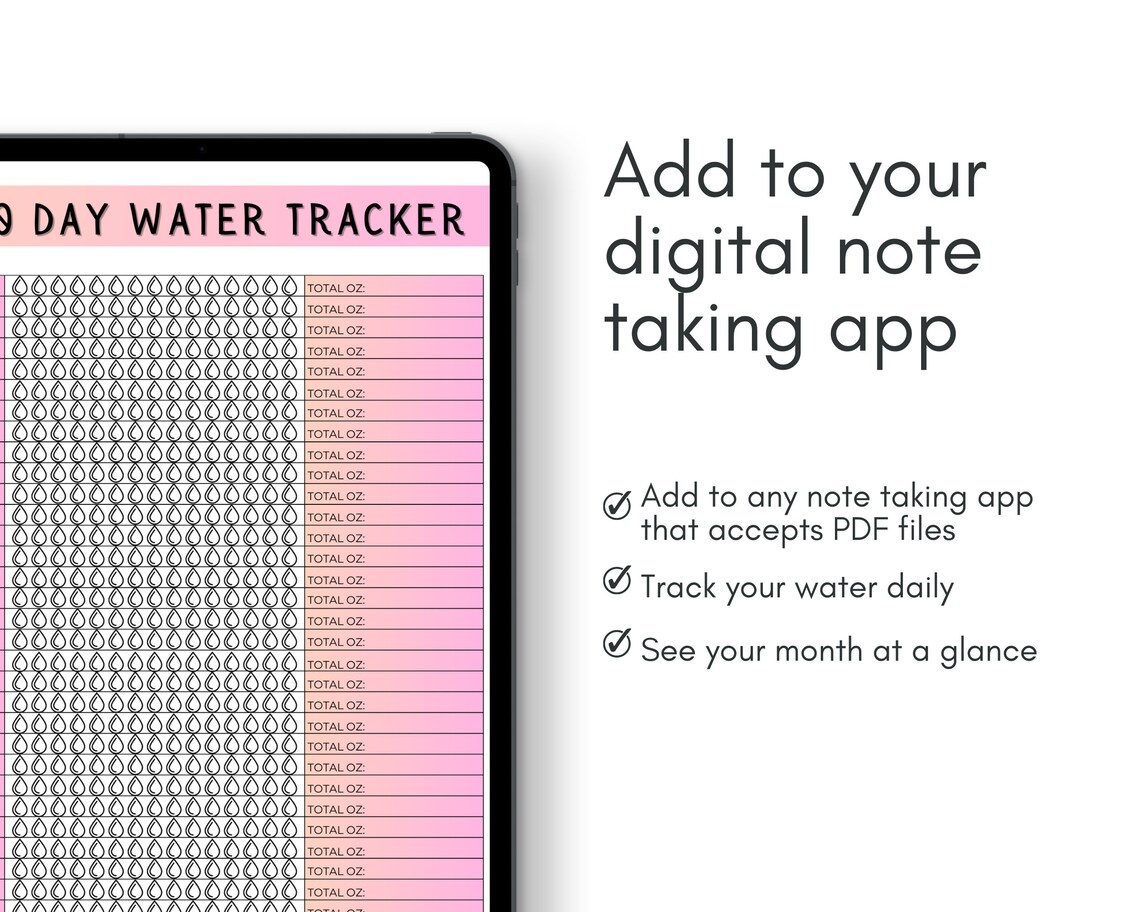 Water Trackers H2O Tracking Sheets Progress Log Fitness - Etsy