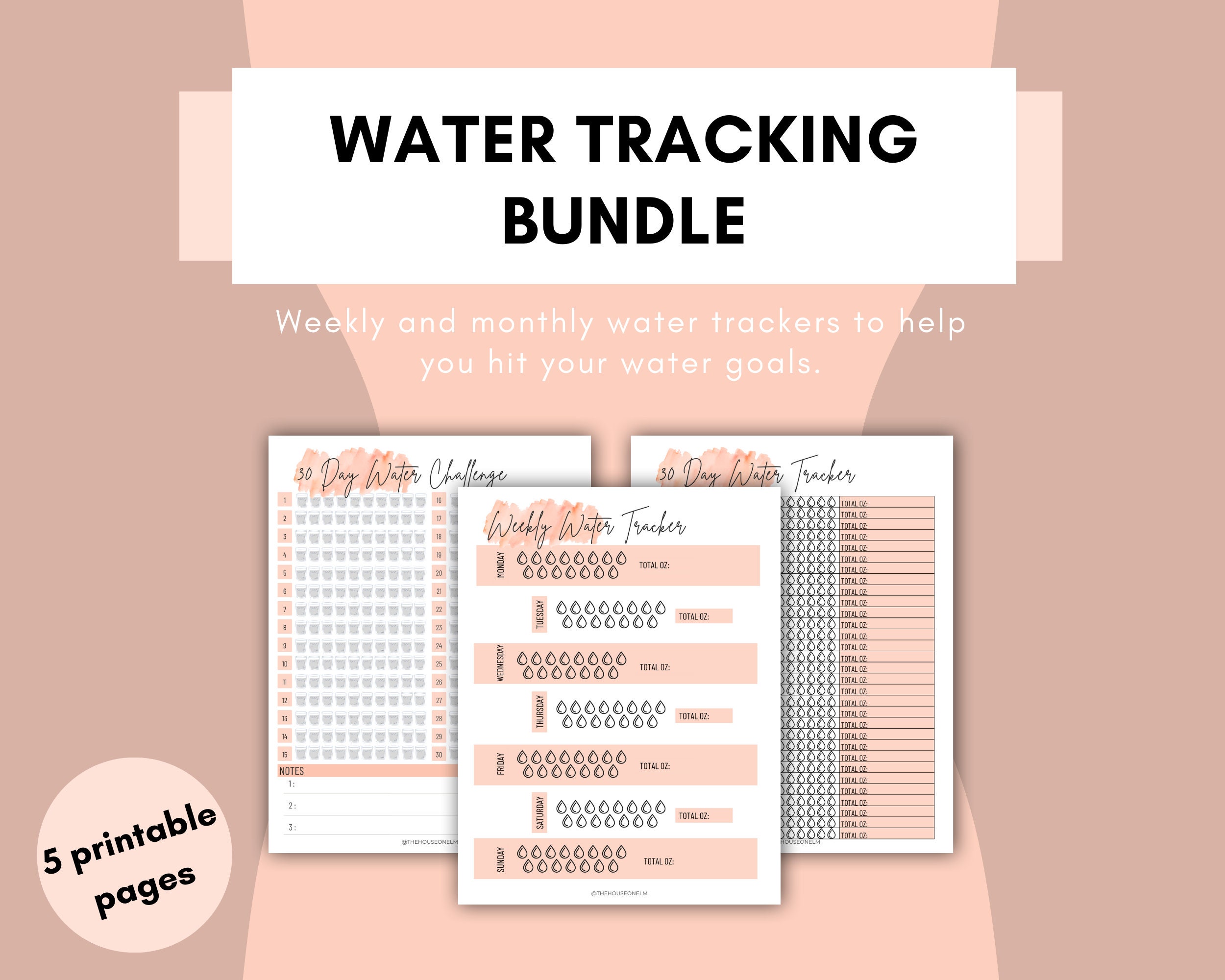 Water Trackers H2O Tracking Sheets Progress Log Fitness - Etsy