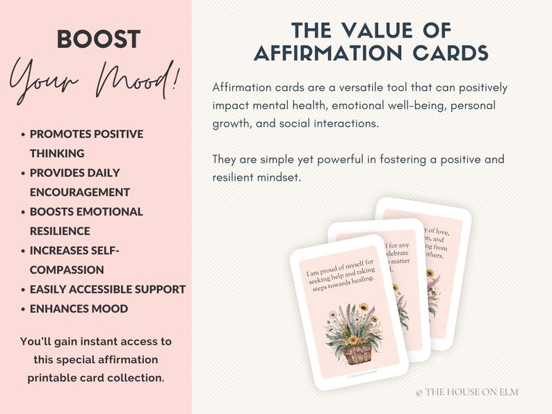40 Depression Support Affirmation Cards | Digital Download | Positive ...