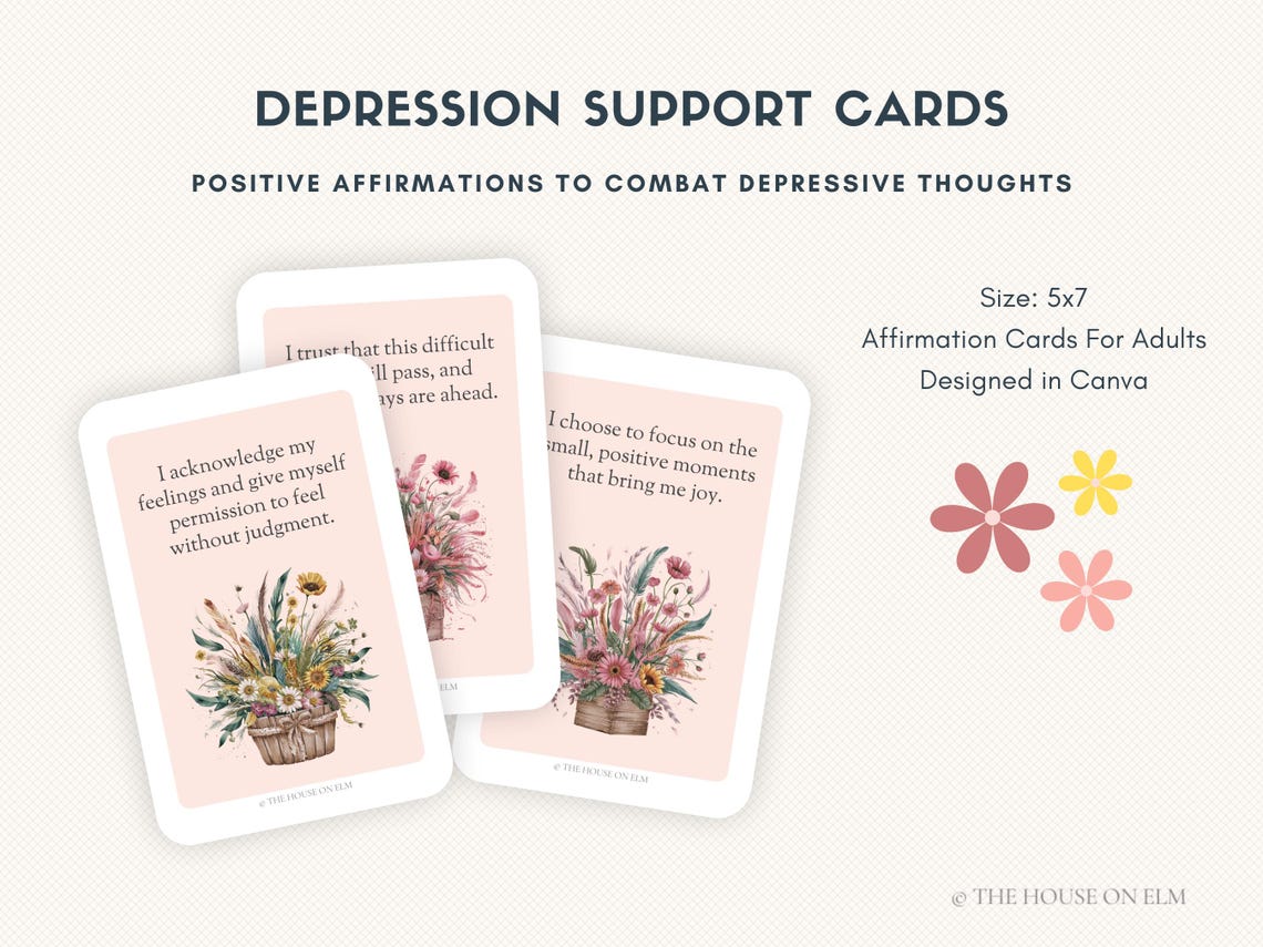 40 Depression Support Affirmation Cards | Digital Download | Positive ...