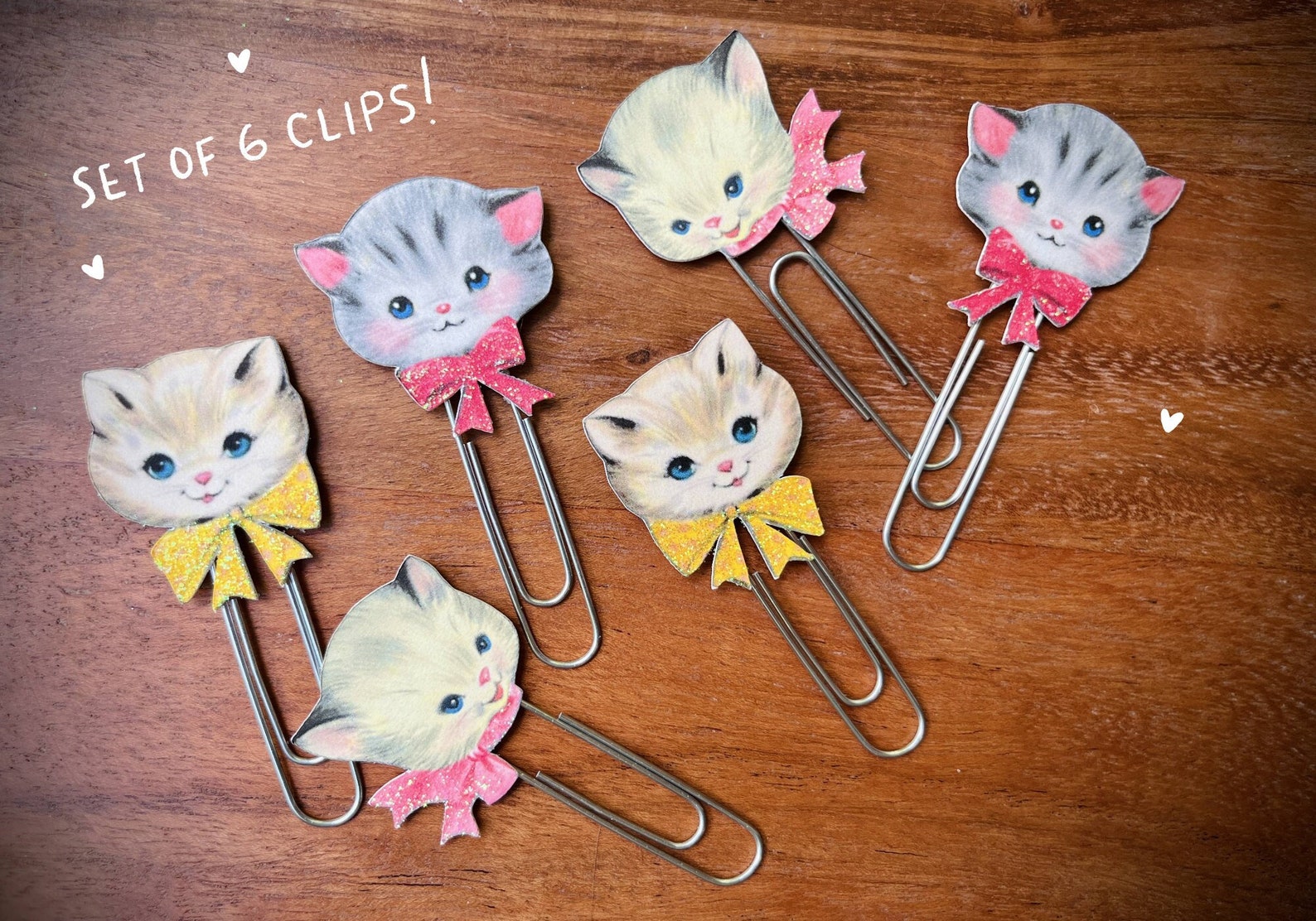 Cute Planner Clips Kitsch Planner Accessories Vintage Kittens - Etsy