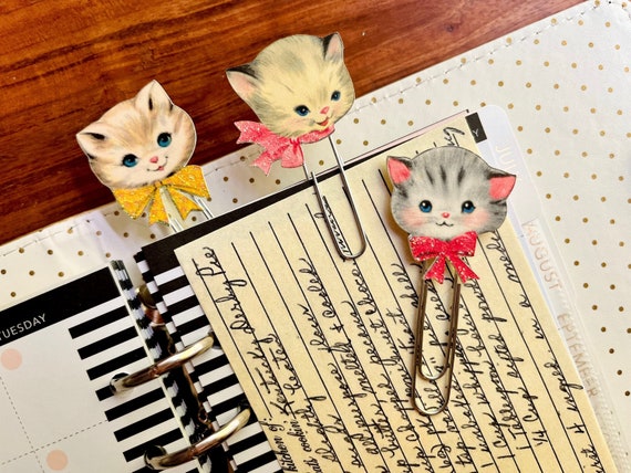 Cute Planner Clips Kitsch Planner Accessories Vintage Kittens - Etsy