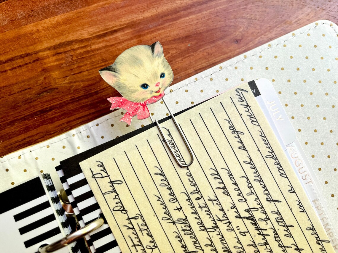 Cute Planner Clips Kitsch Planner Accessories Vintage Kittens - Etsy