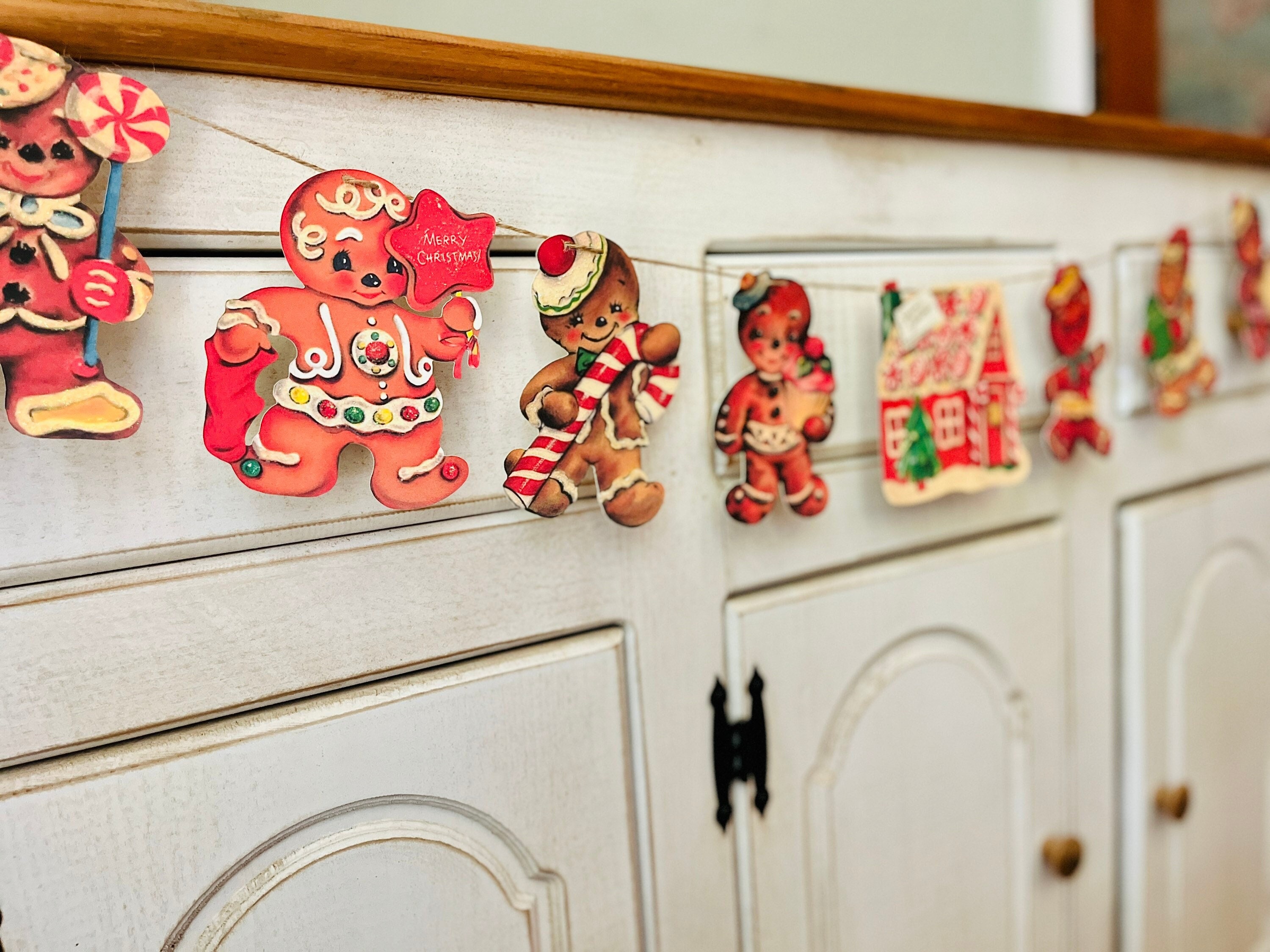 Vintage Gingerbread Decoration Banner Christmas Garland Retro - Etsy
