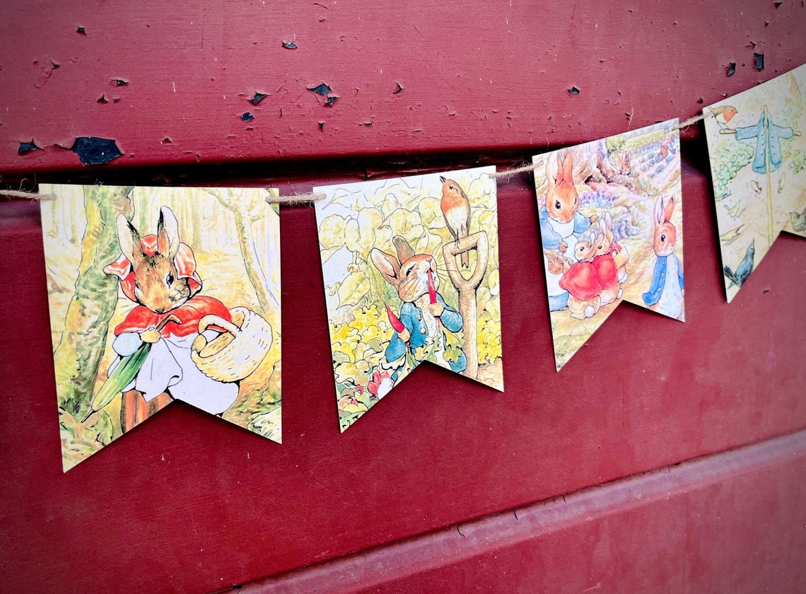 Peter Rabbit Banner Beatrix Potter Spring Bunting Baby Shower | Etsy