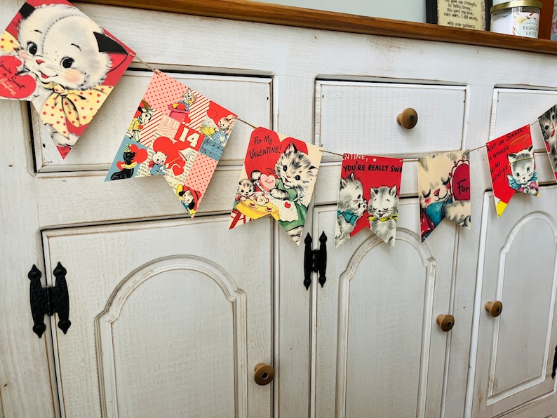 Vintage Valentines Day Decor Shabby Chic Banner Retro Garland - Etsy