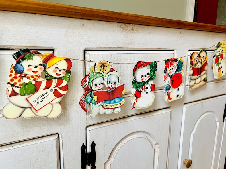 Retro Snowman Christmas Banner: Kitschmas Snowman Garland - Etsy