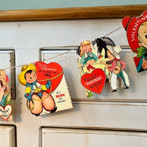 Vintage Cowboy Cowgirl Valentines Day Retro Banner Valentines Decor ...