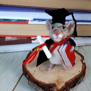 Felted Graduate Mouse Miniature /bachelor Graduate Gift - Etsy