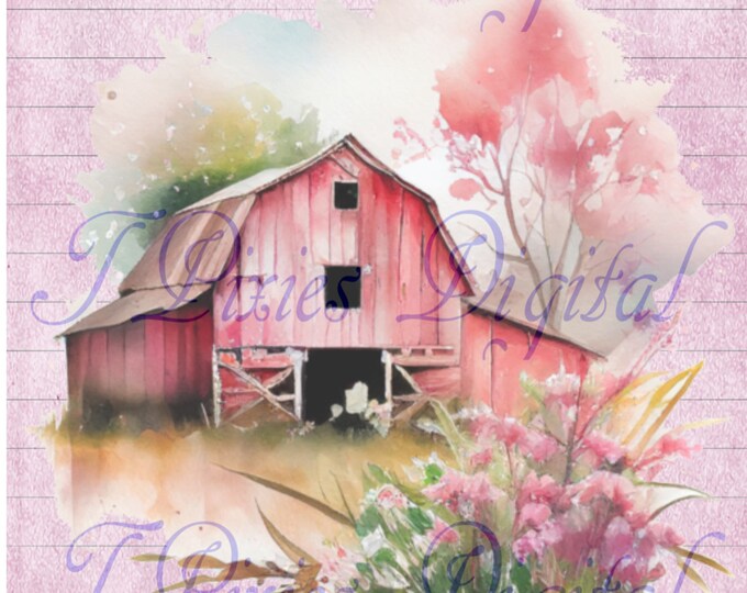 Pink Barn Farm Digital Papers | 12 Decorative Backgrounds | Pink & Blue ...