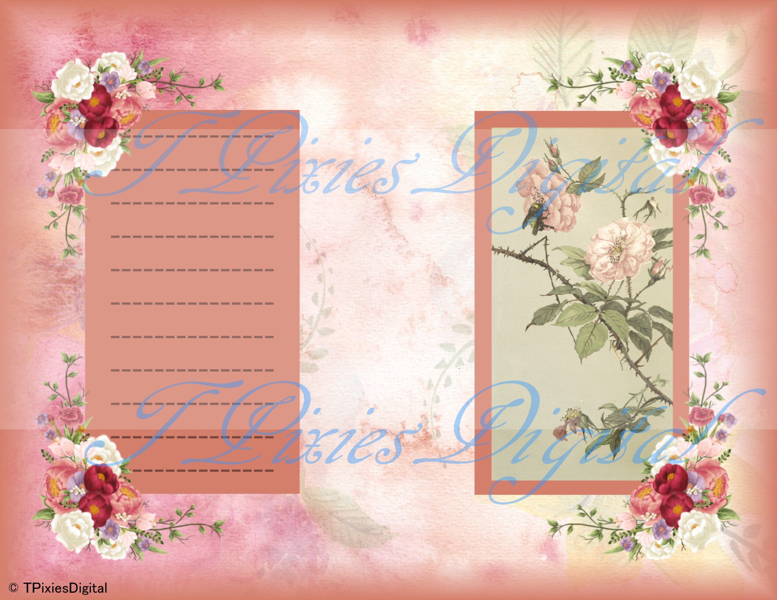 Rose Journal Digital Kit /print at Home Journal Pages/ Printable ...