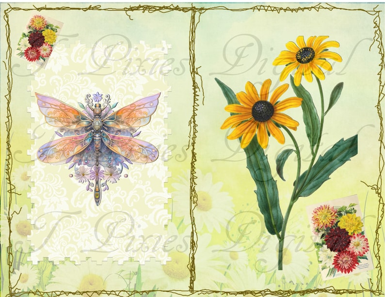 Rainbow Dragonfly Junk Journal Kit | 34 Pages | Colorful Printable ...