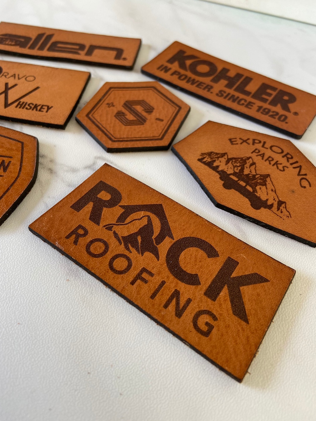 Custom Logo Full Grain Leather Patch: Sew-on or Hook and Loop - Etsy