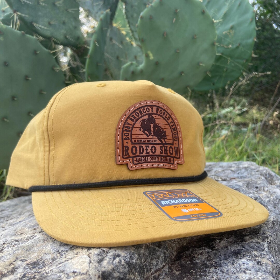 Custom Engraved Leather Patch Golf Hat: UPF 50+ Flat Bill Cap - Etsy