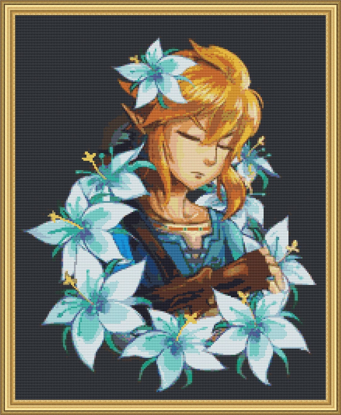 Zelda cross stitch pattern legend of zelda flower cross | Etsy