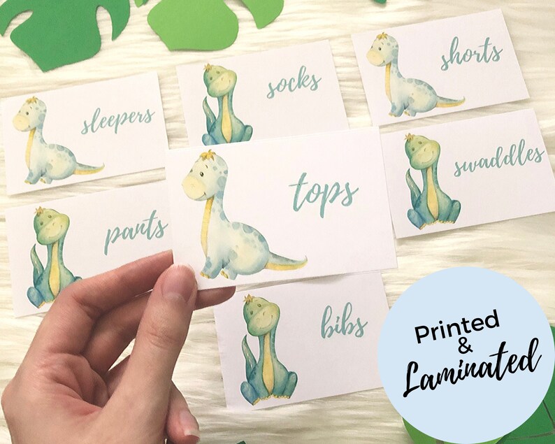 PRINTED & LAMINATED Baby Drawer Labels Blue Jungle Dinosaurs - Etsy