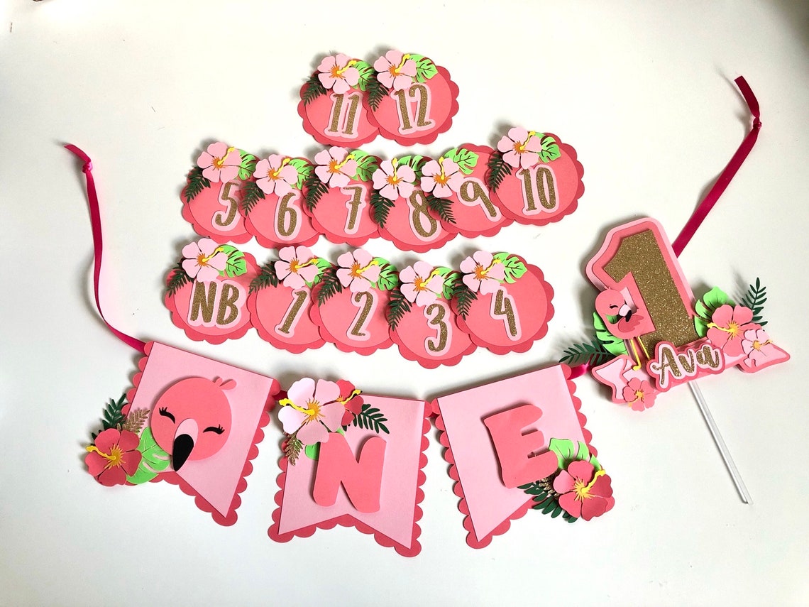 FIRST BIRTHDAY ESSENTIALS Party Bundle | Tropical Flamingo Theme | Hot ...