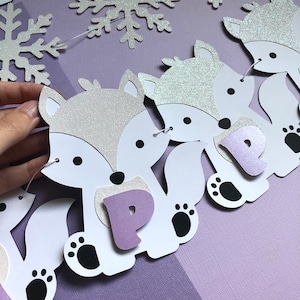 Arctic Fox Birthday Banner | Arctic Animal Theme Winter Wonderland Baby ...