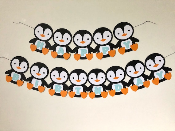 Penguin Birthday Banner Arctic Animal Theme Winter | Etsy