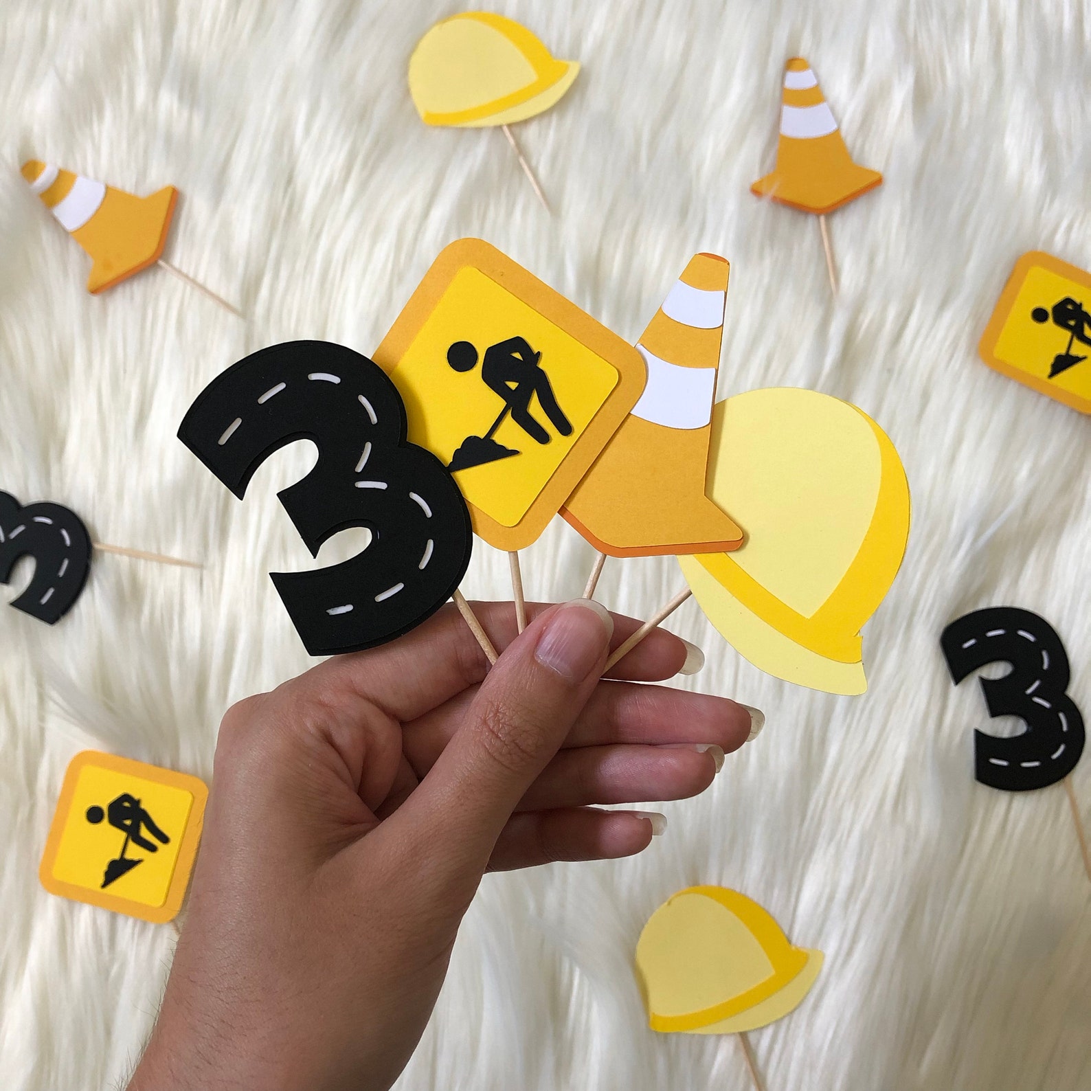 First Birthday Cake Topper | Construction Theme Birthday Party ...